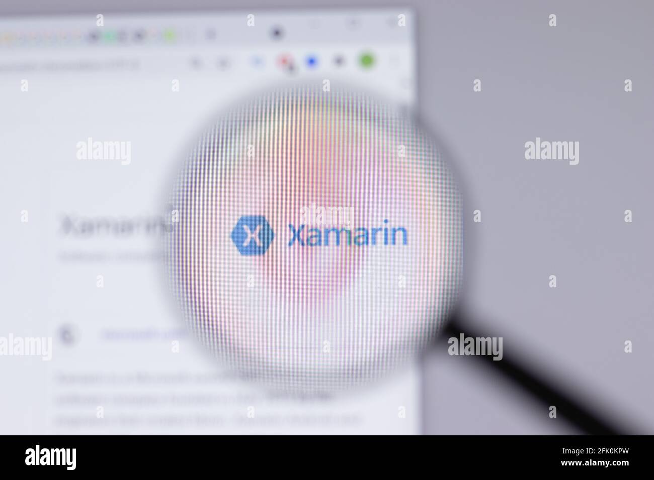 New York, USA - 26 April 2021: Xamarin logo close-up on website page ...