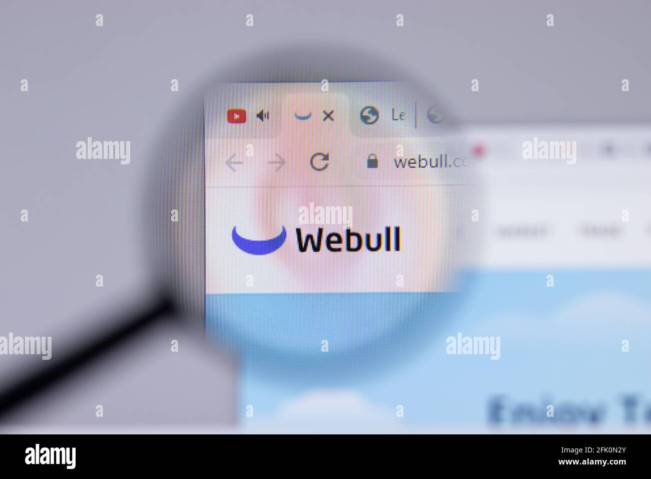 New York, USA - 26 April 2021: Webull logo close-up on website page ...
