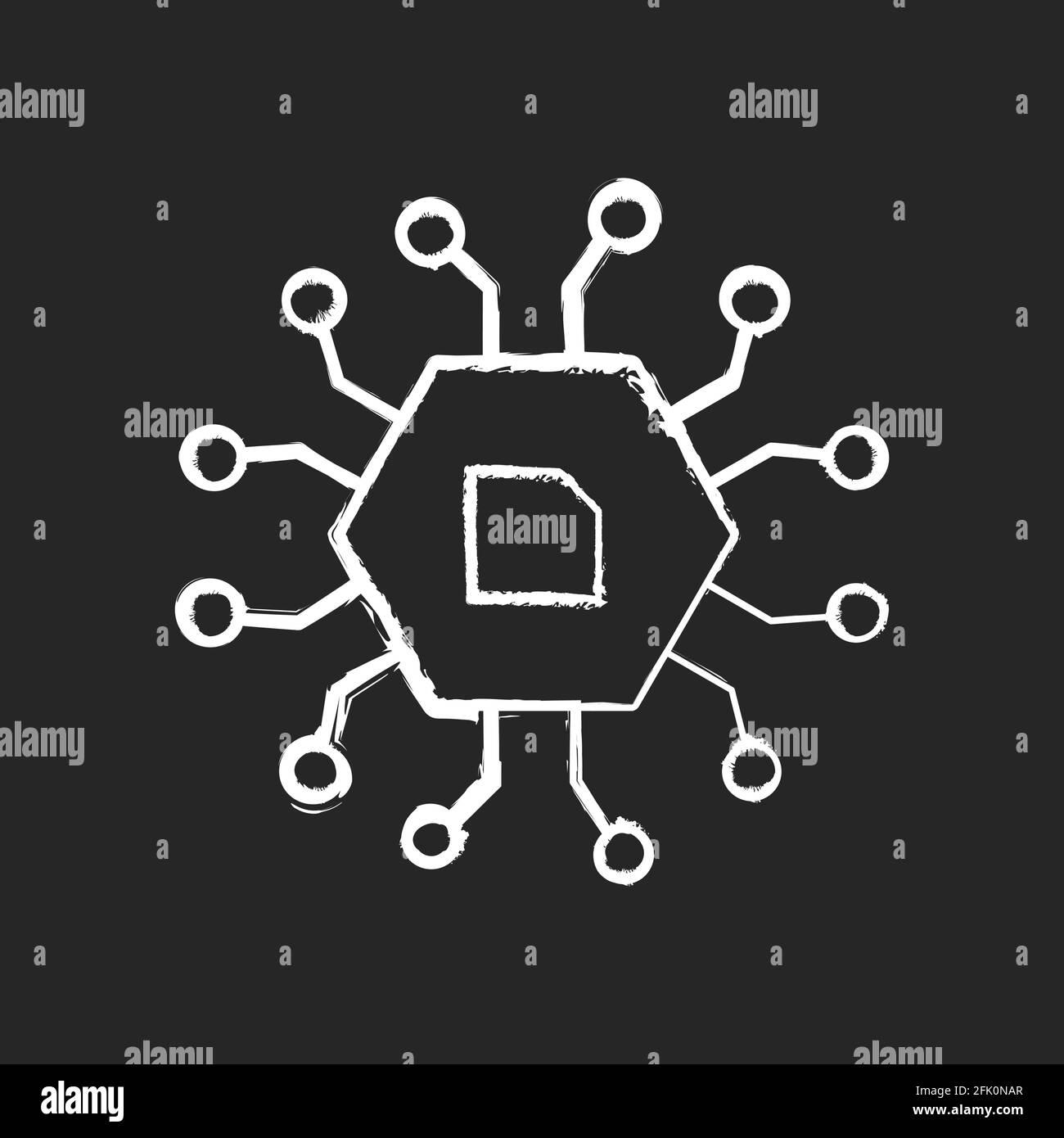 Computer components chalk white icon on black background Stock Vector ...