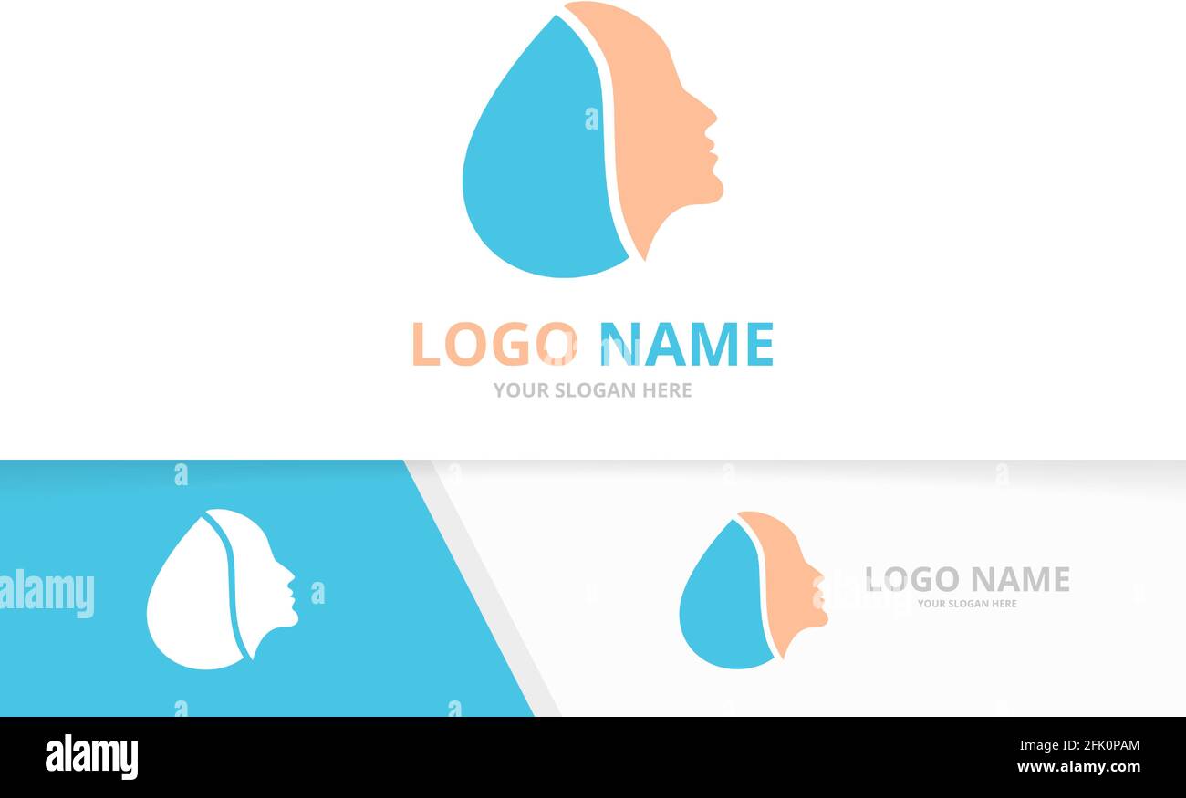 Water and face logo combination. Unique oil and human logotype design ...