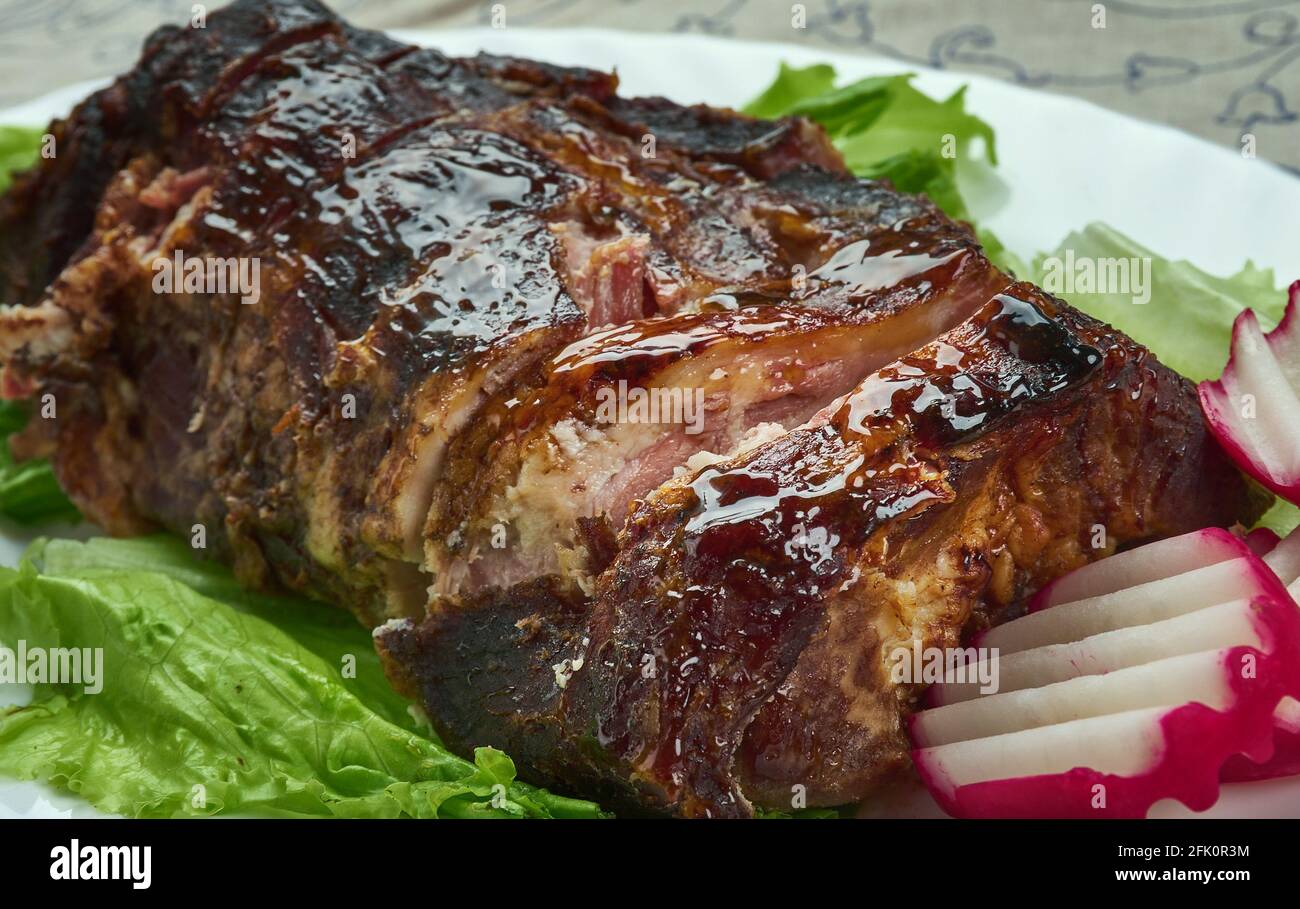 Maouri - Traditional Lamb, Mutton Dish From Kalymnos, Greece Stock ...