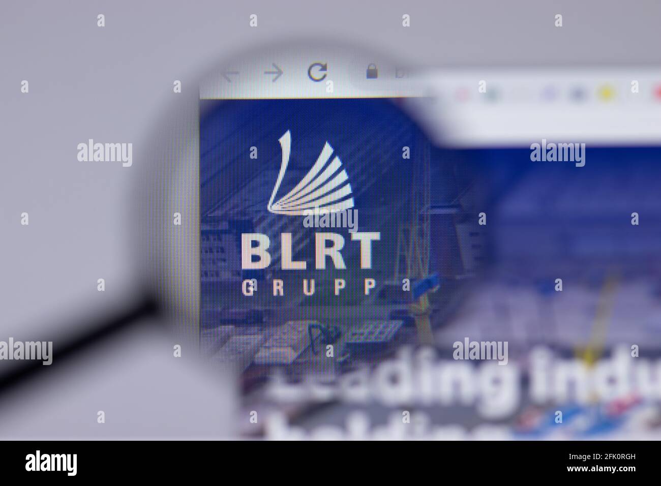 New York, USA - 26 April 2021: BLRT Grupp logo close-up on website page ...