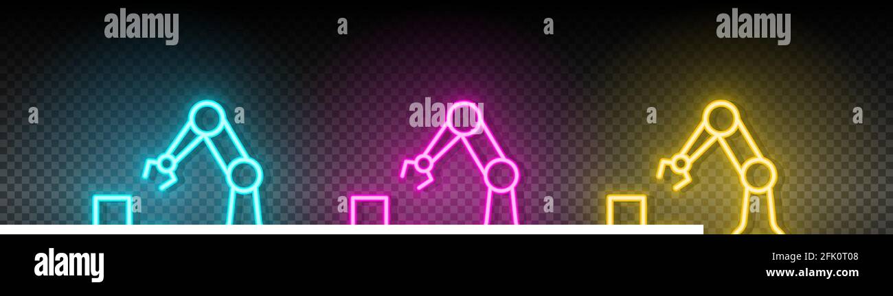 hydraulic arm, industrial arm neon icon set Stock Vector Image & Art ...