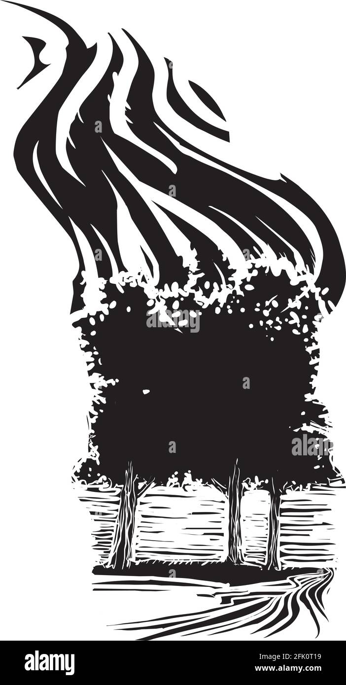 Burning tree forest Stock Vector Images - Alamy