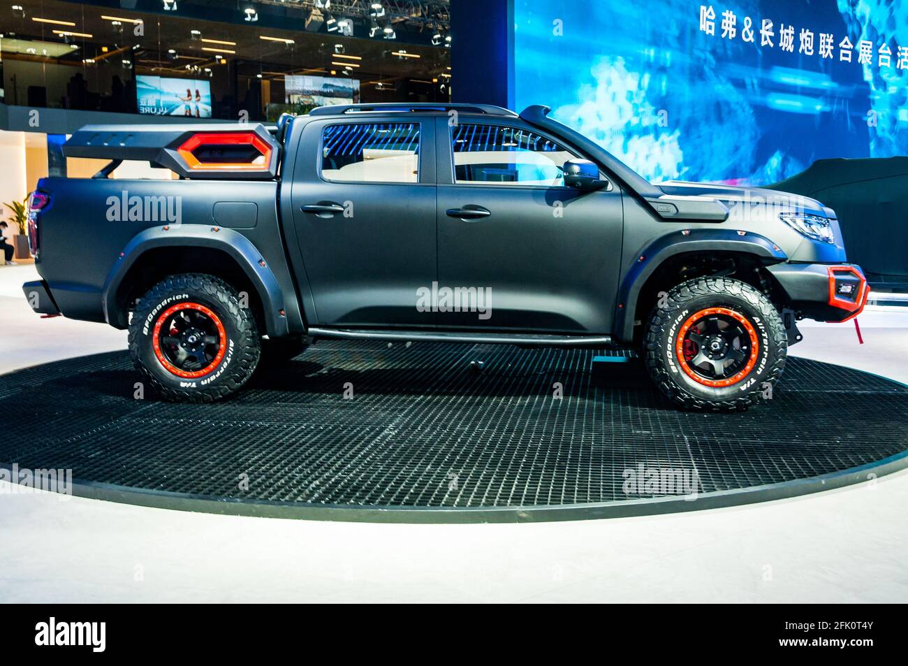 A dual cab Black Bullet pickup truck from GWM Poer on display at the ...