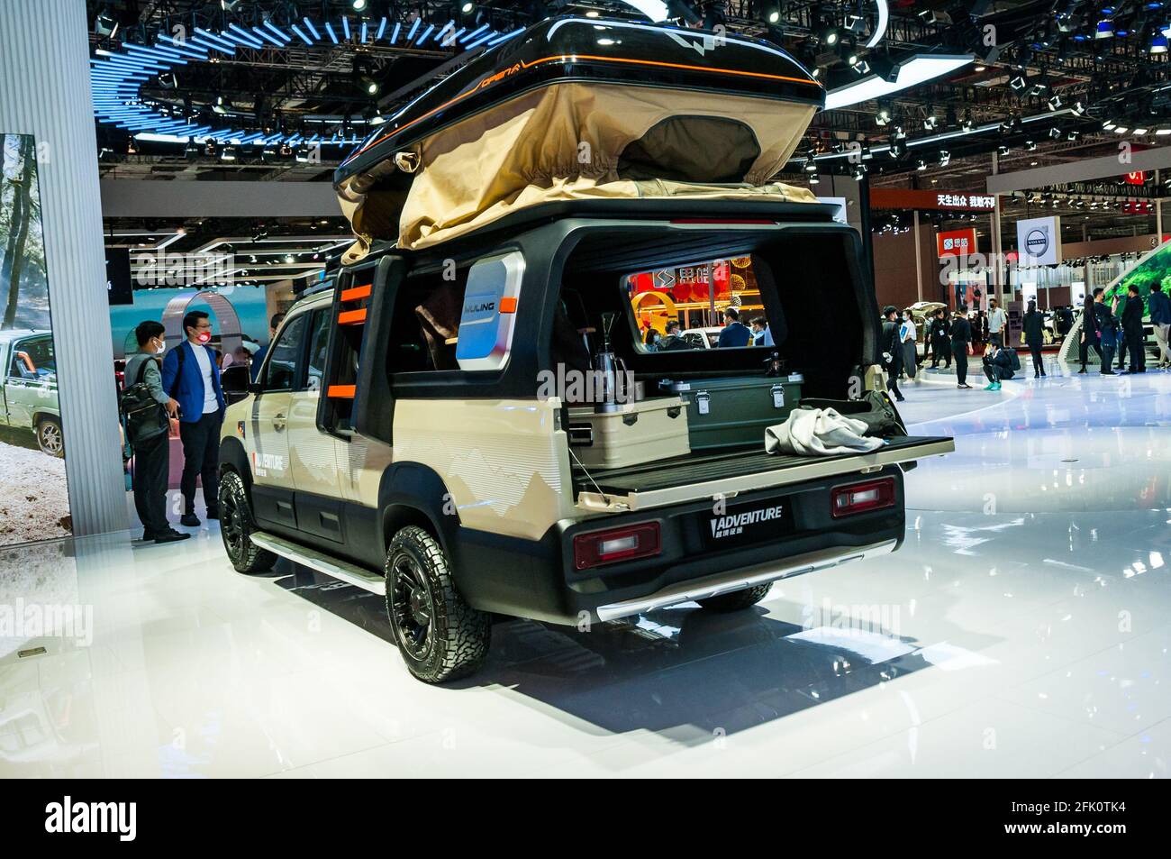 Wuling pickup camper on display at the 2021 Shanghai Auto Show, China ...