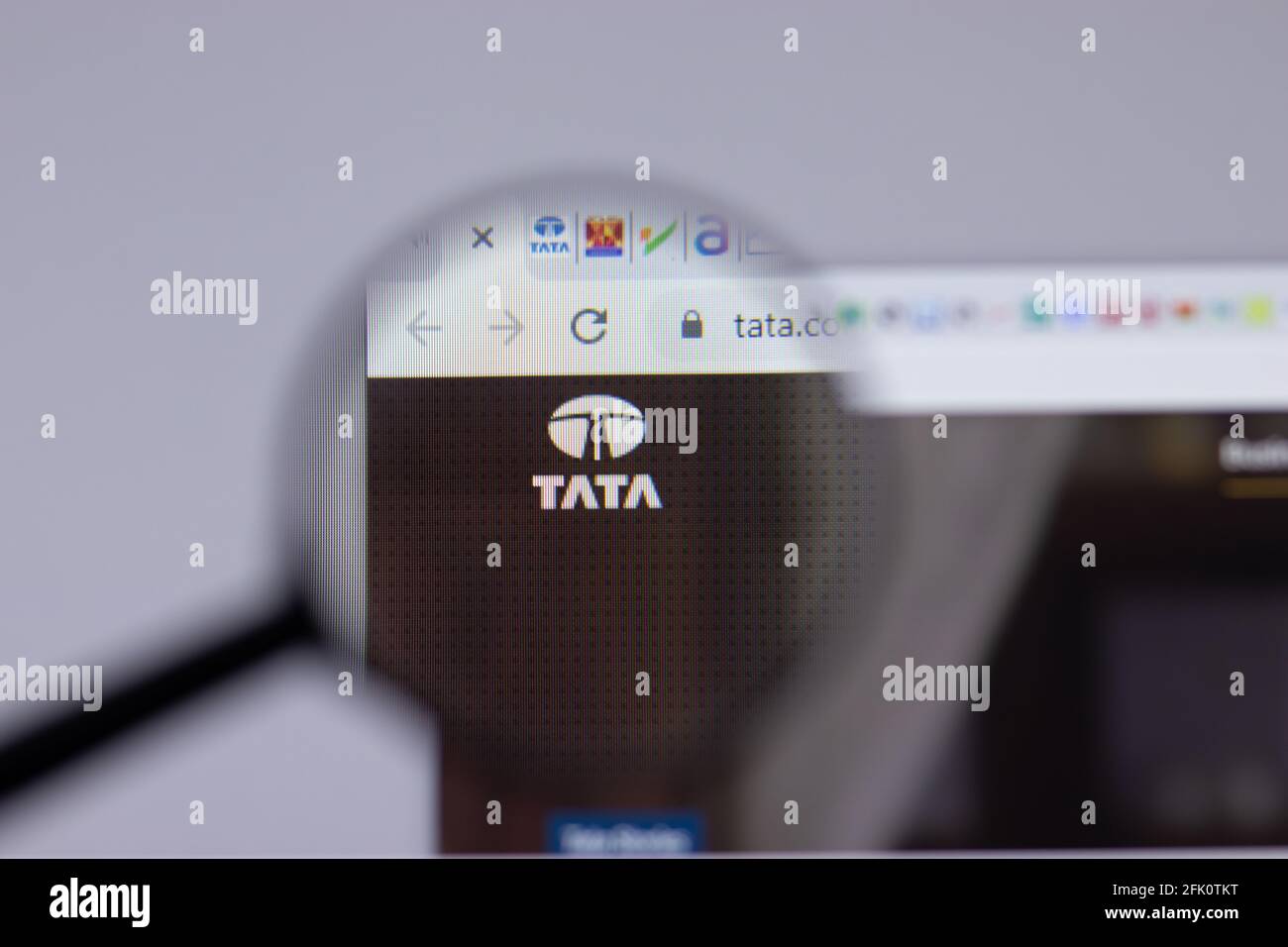 New York, USA - 26 April 2021: Tata Group logo close-up on website page ...
