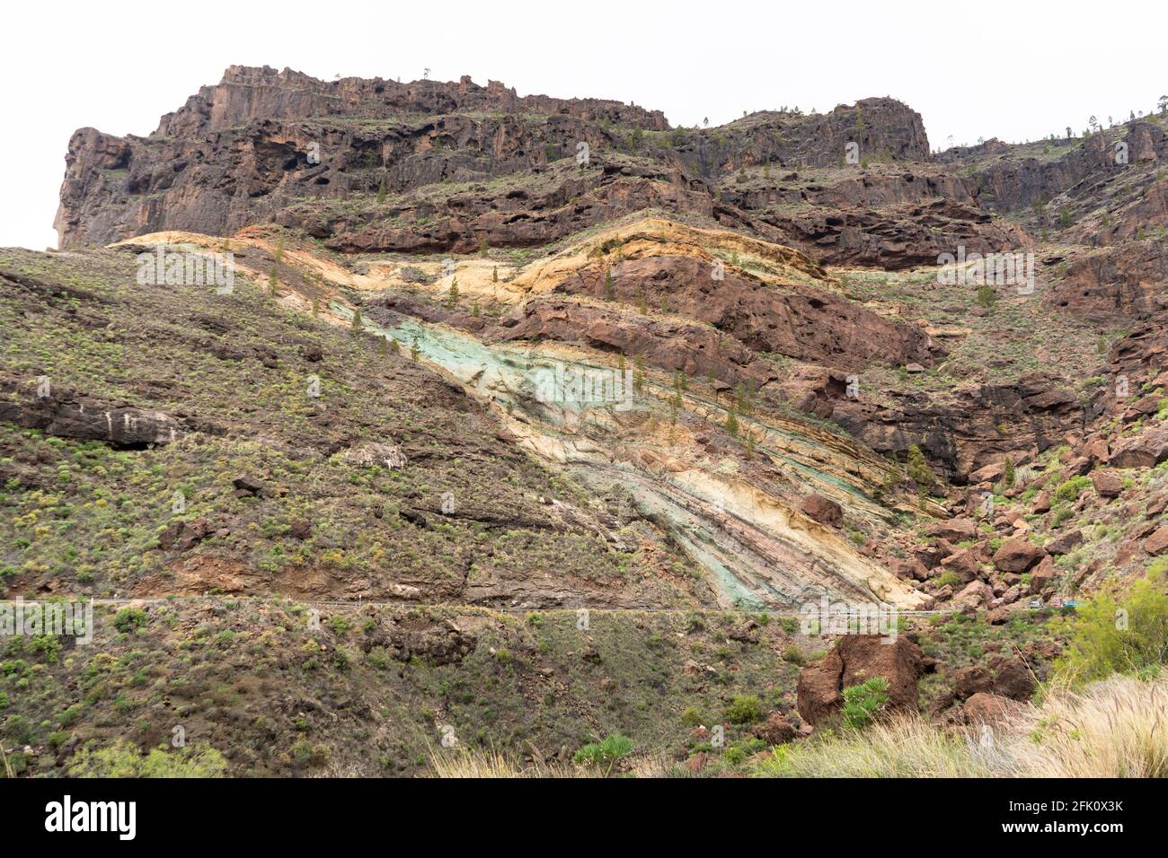 Bluish strata on the inner face of a crater produced by the alteration ...