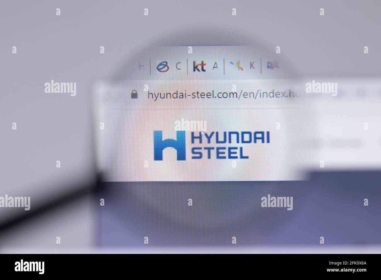 New York, USA - 26 April 2021: Hyundai Steel logo close-up on website ...