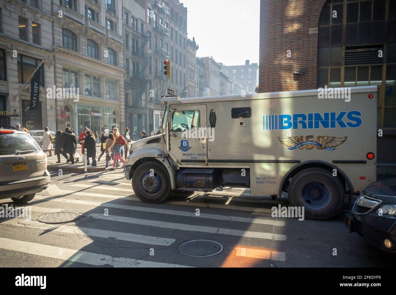 An armored truck from The Brink's Company is parked in New York on ...