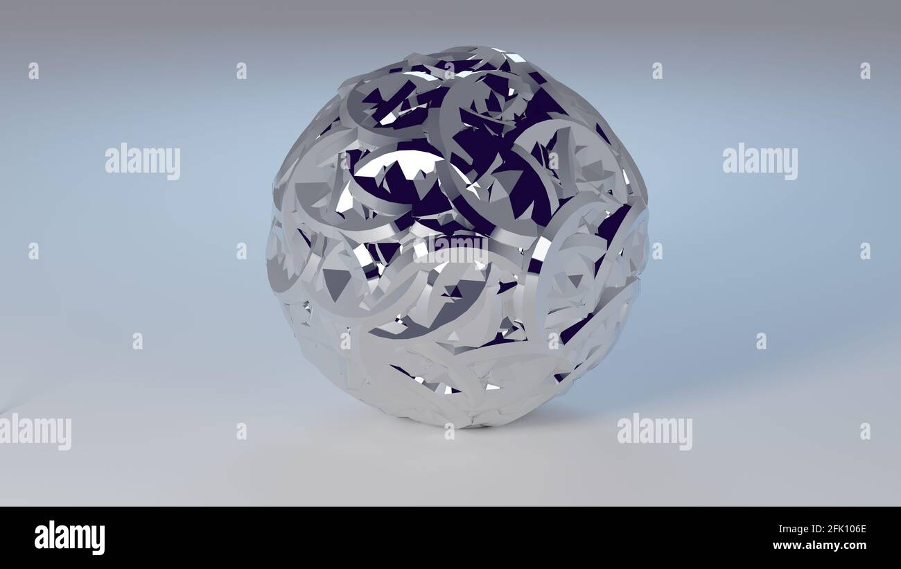 Abstract twisted geometry forming a convoluted sphere/ball. Abstract ...