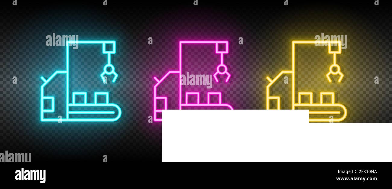 industrial robot, manufacturing robot neon icon set Stock Vector Image ...