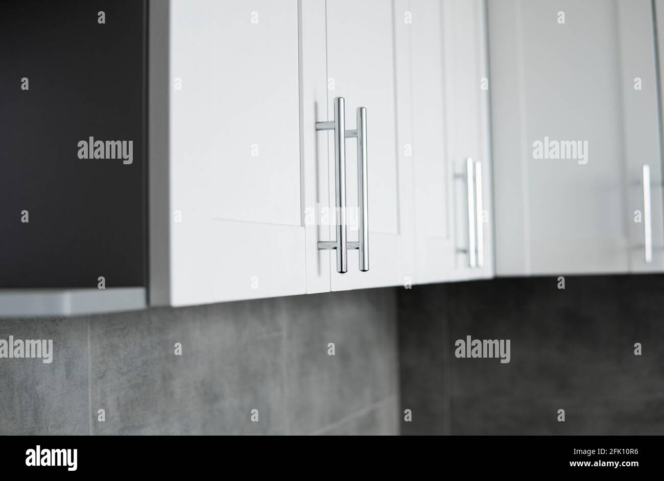 Modern minimalism style kitchen interior in monochrome tones. Custom ...