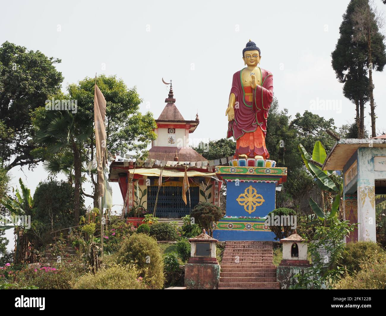 Buddha statue at a hilltop in Lolegaon, India Stock Photo - Alamy