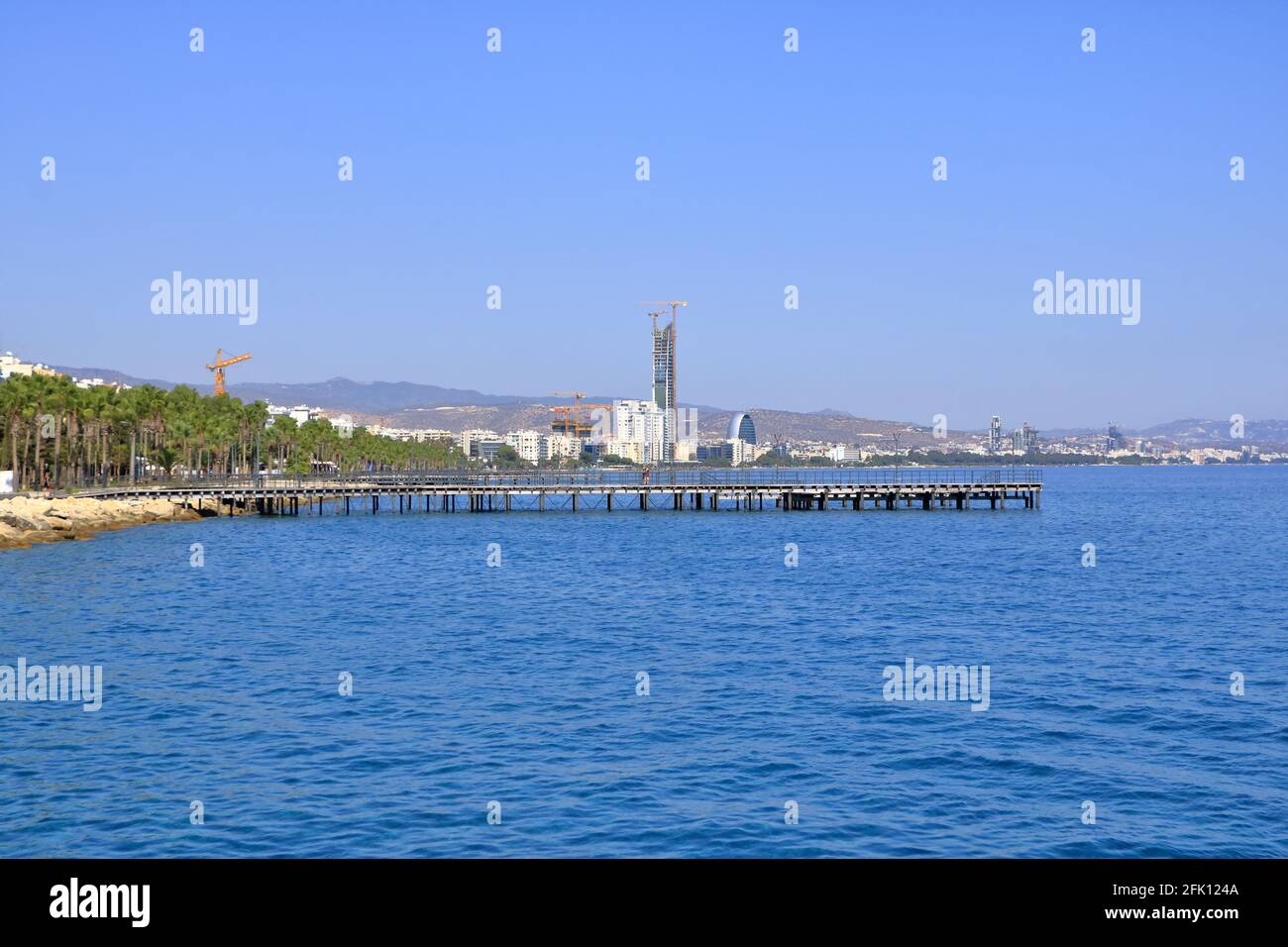 Limassol City view from the coast with the architectural modern ...