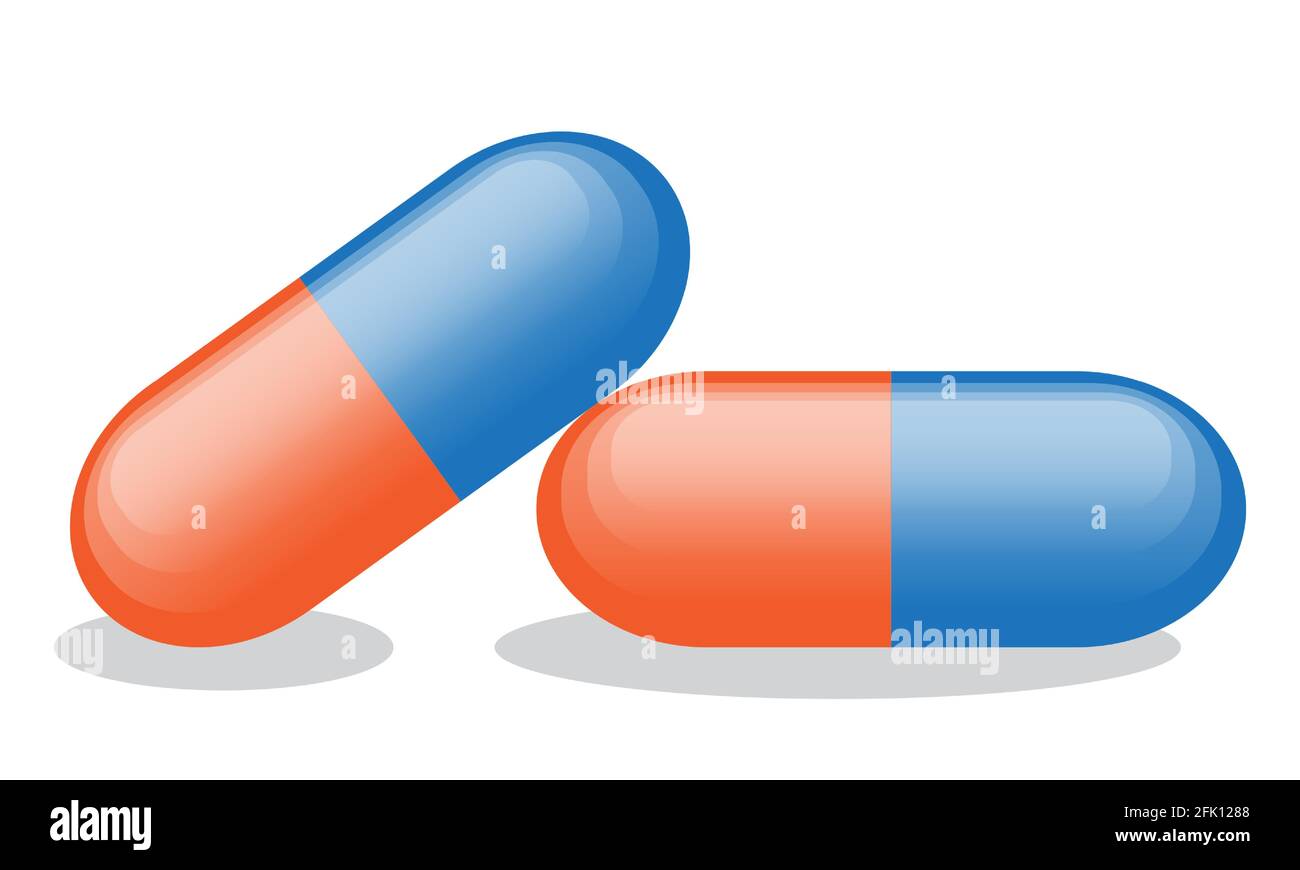 Simple icon of two medicine capsule pills. Medic vector illustration ...