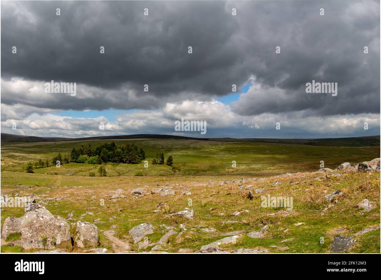 Looking down from Gutter Tor in Dartmoor National Park UK Stock Photo ...