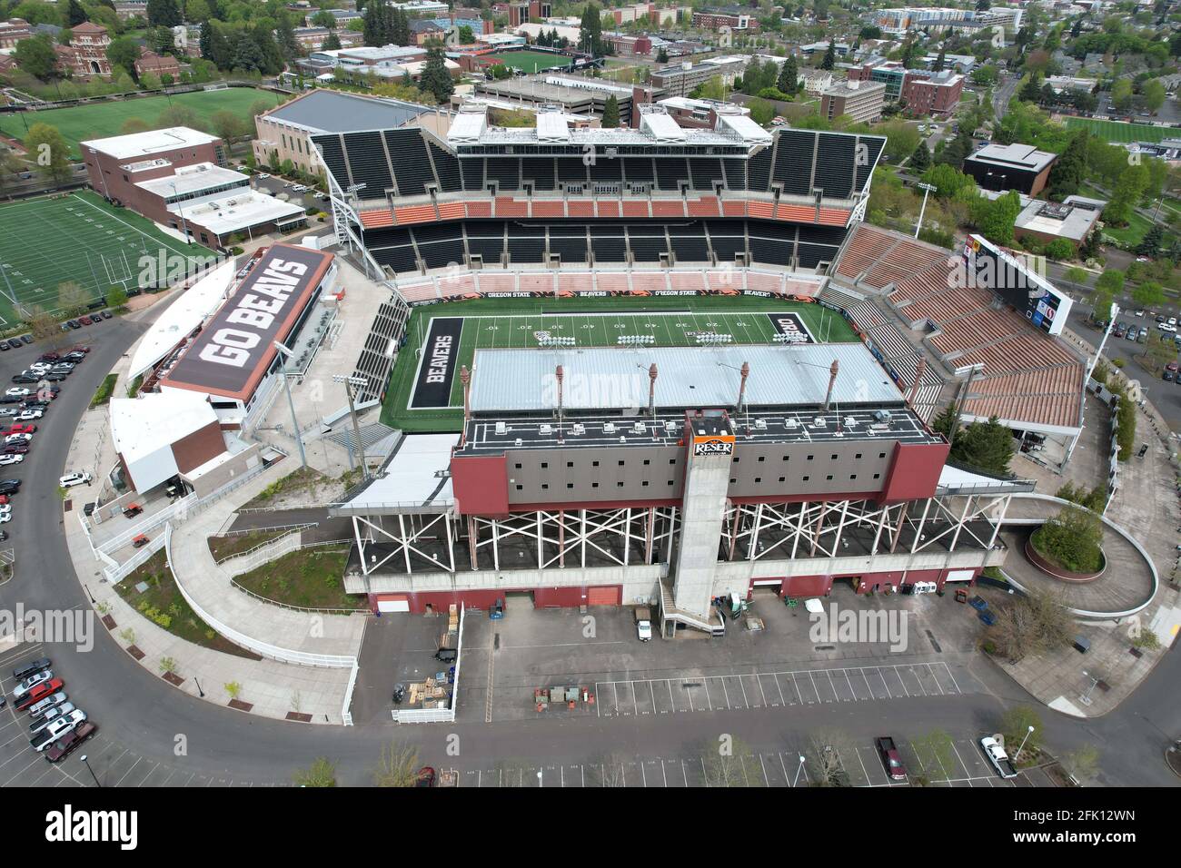 An aerial view of Reser Stadium on the campus of Oregon State, Friday ...