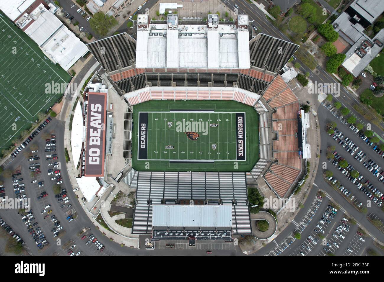 An aerial view of Reser Stadium on the campus of Oregon State, Friday ...