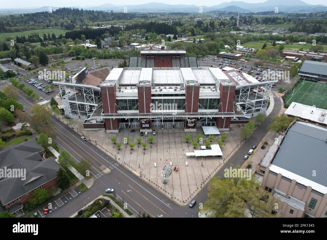 An aerial view of Reser Stadium on the campus of Oregon State, Friday ...