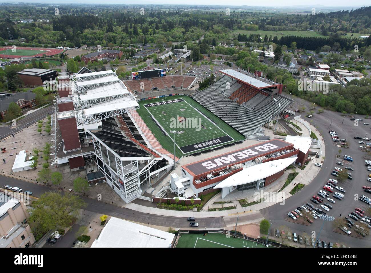 An aerial view of Reser Stadium on the campus of Oregon State, Friday ...