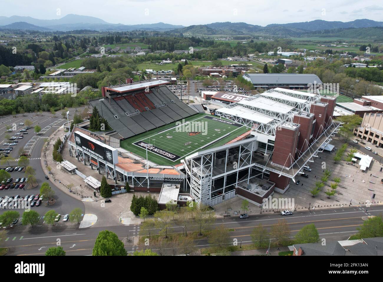 An aerial view of Reser Stadium on the campus of Oregon State, Friday ...