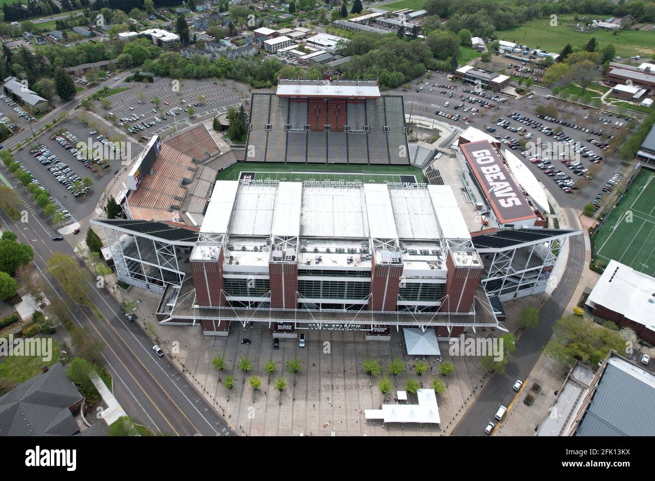 An aerial view of Reser Stadium on the campus of Oregon State, Friday ...