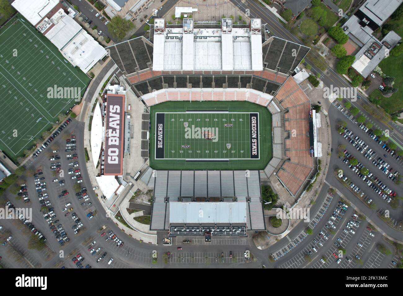 An aerial view of Reser Stadium on the campus of Oregon State, Friday ...