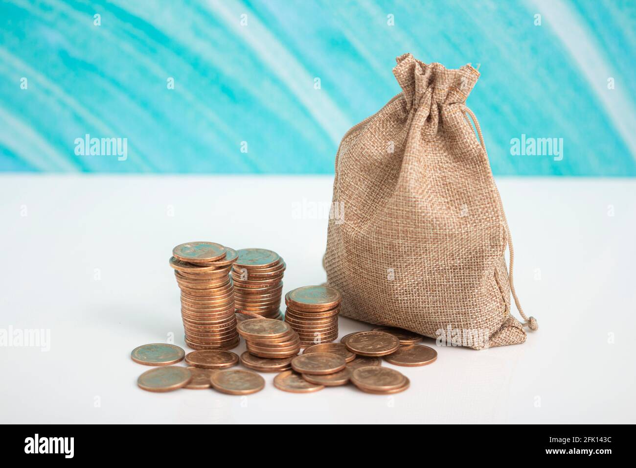 Money bag with coins hi-res stock photography and images - Alamy