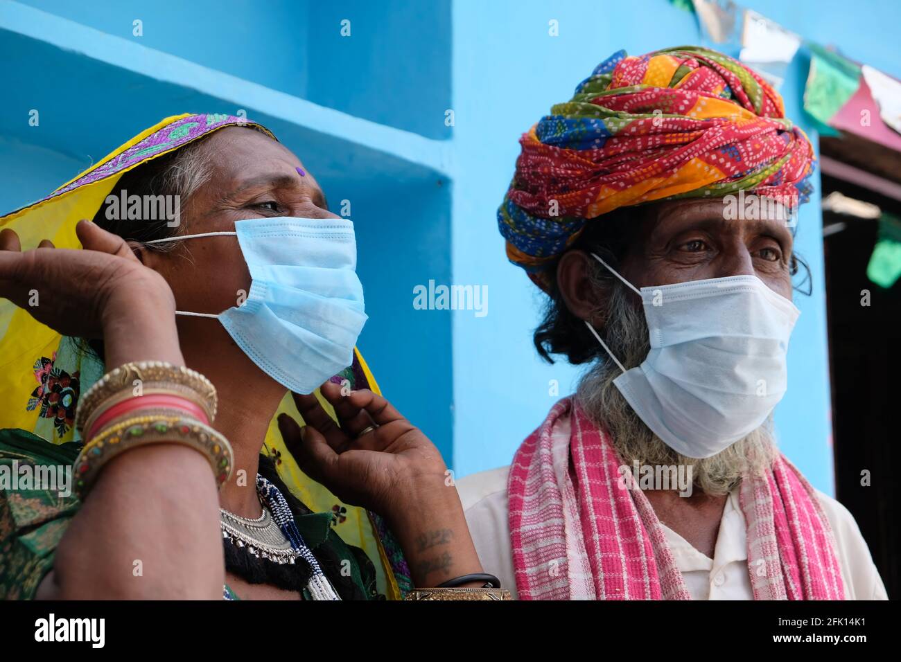 Indian male and a female wearing traditional Indian clothes and a ...