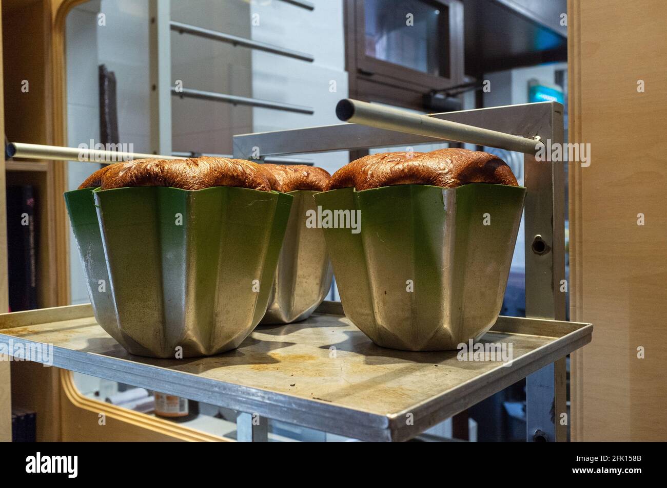 Preparation of Pandoro, typical cake, Verona, Veneto, Italy, Europe ...