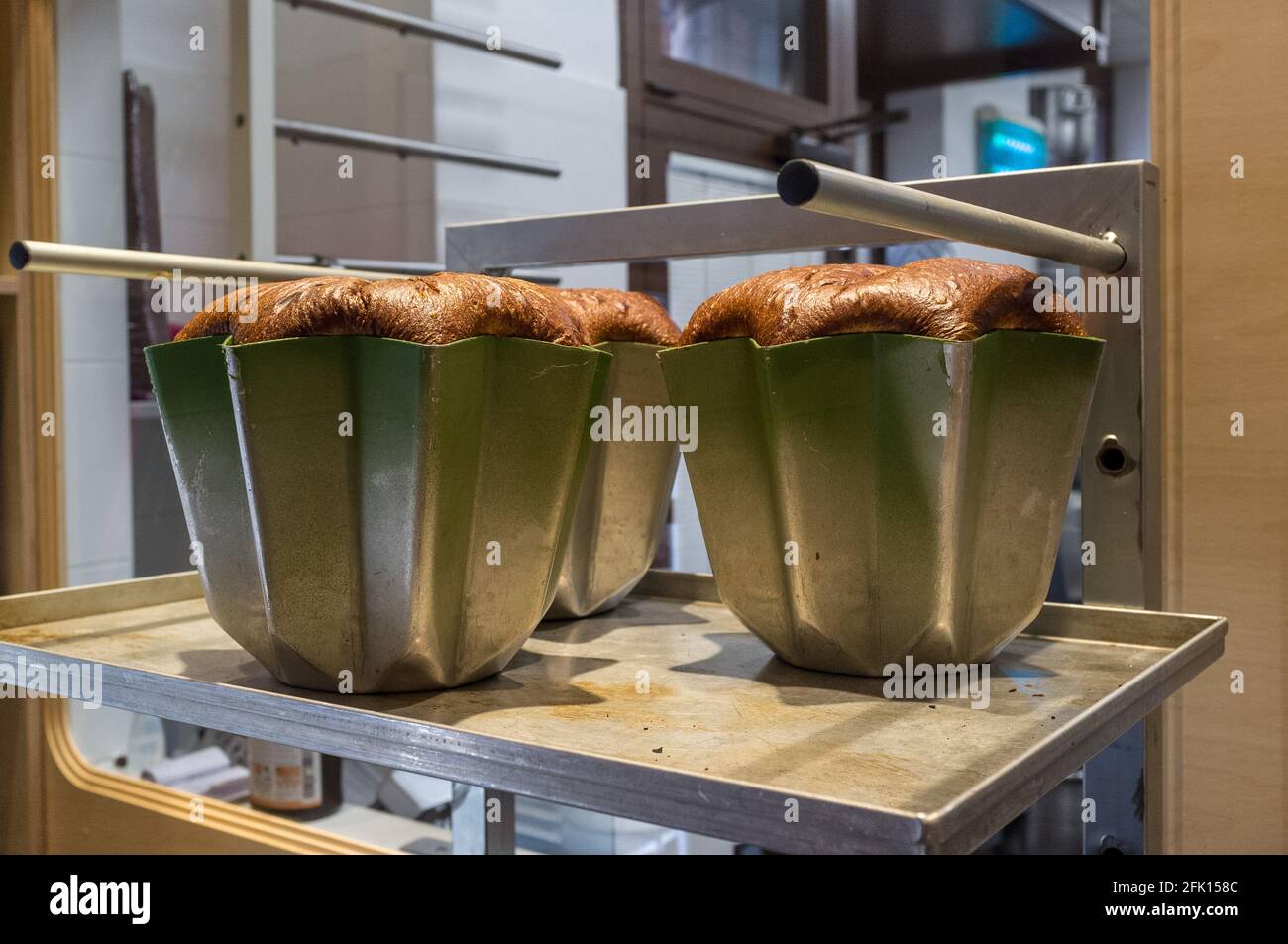 Preparation of Pandoro, typical cake, Verona, Veneto, Italy, Europe ...