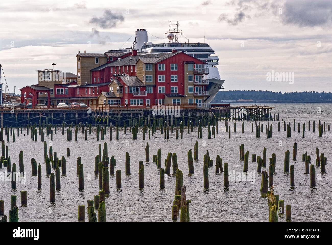 Holland America cruise ship MS Zaandam behind Cannery Pier Hotel & Spa ...