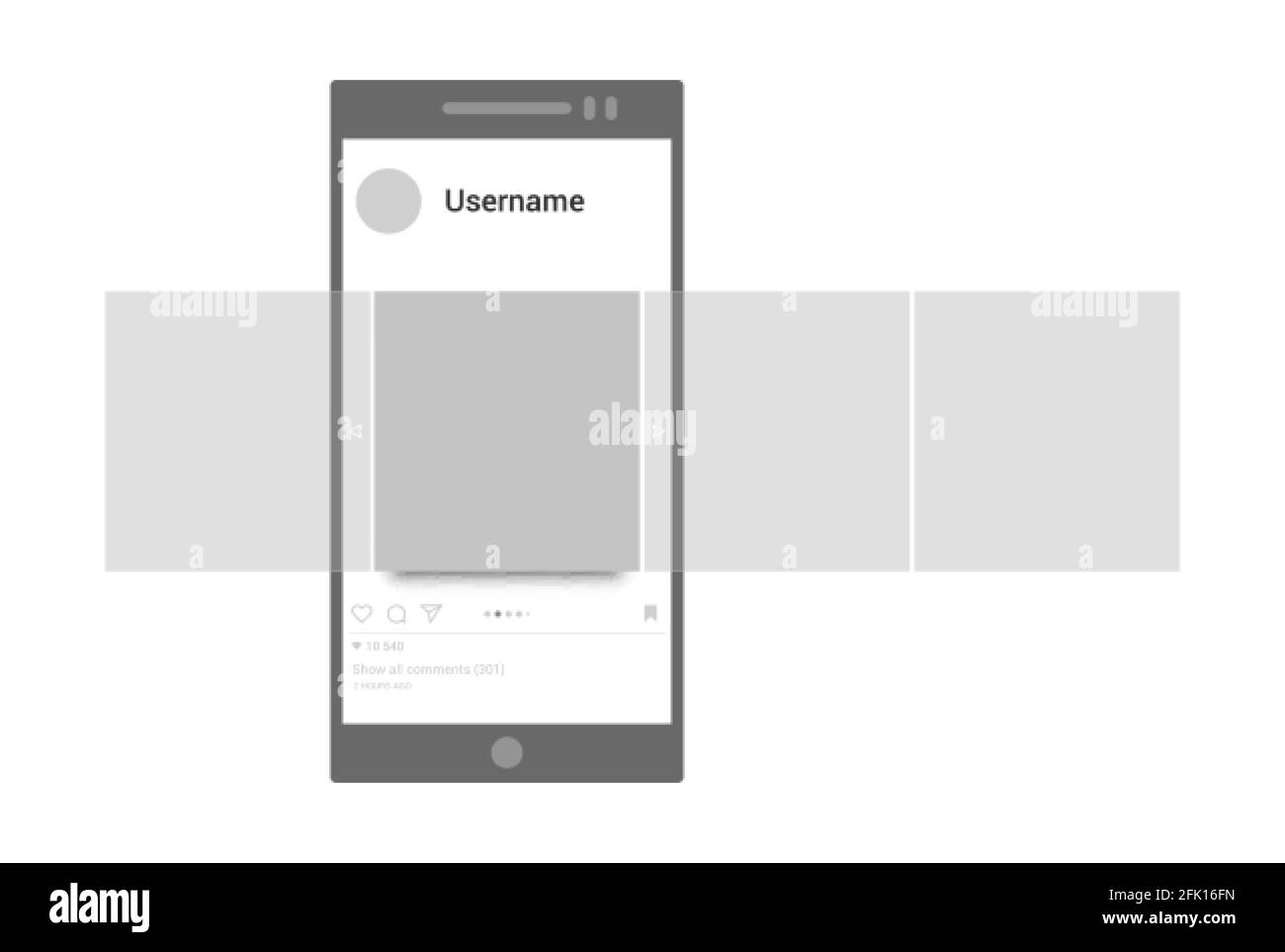 Post mockup. Interface carousel post vector template. Social network ...