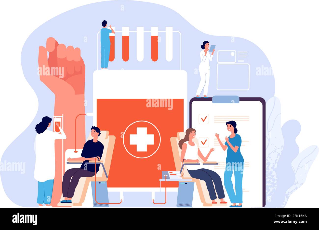 Blood donation. Volunteers with nurses Donating Blood in hospital ...