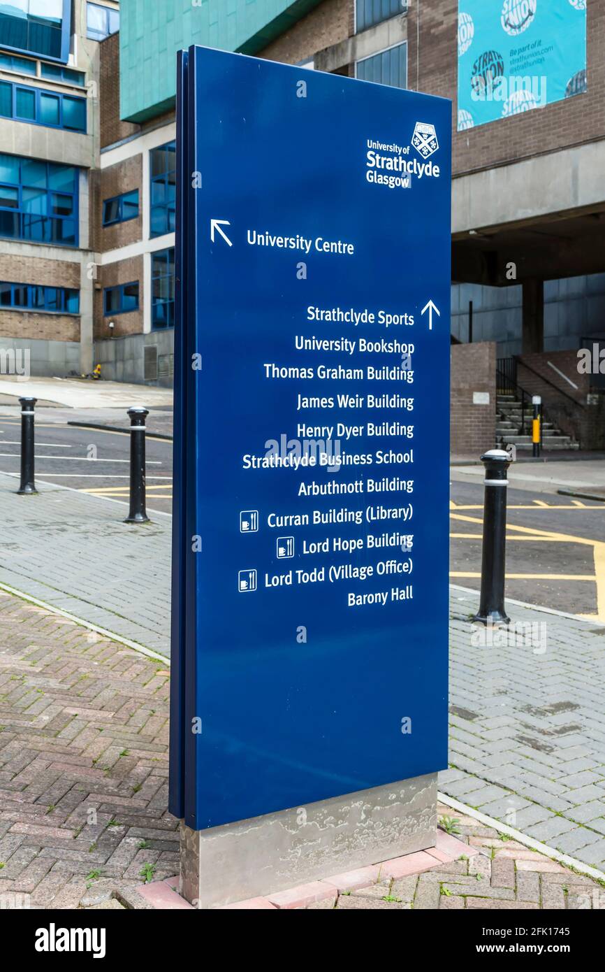 University of Strathclyde directions board, Glasgow, Scotland, UK Stock ...