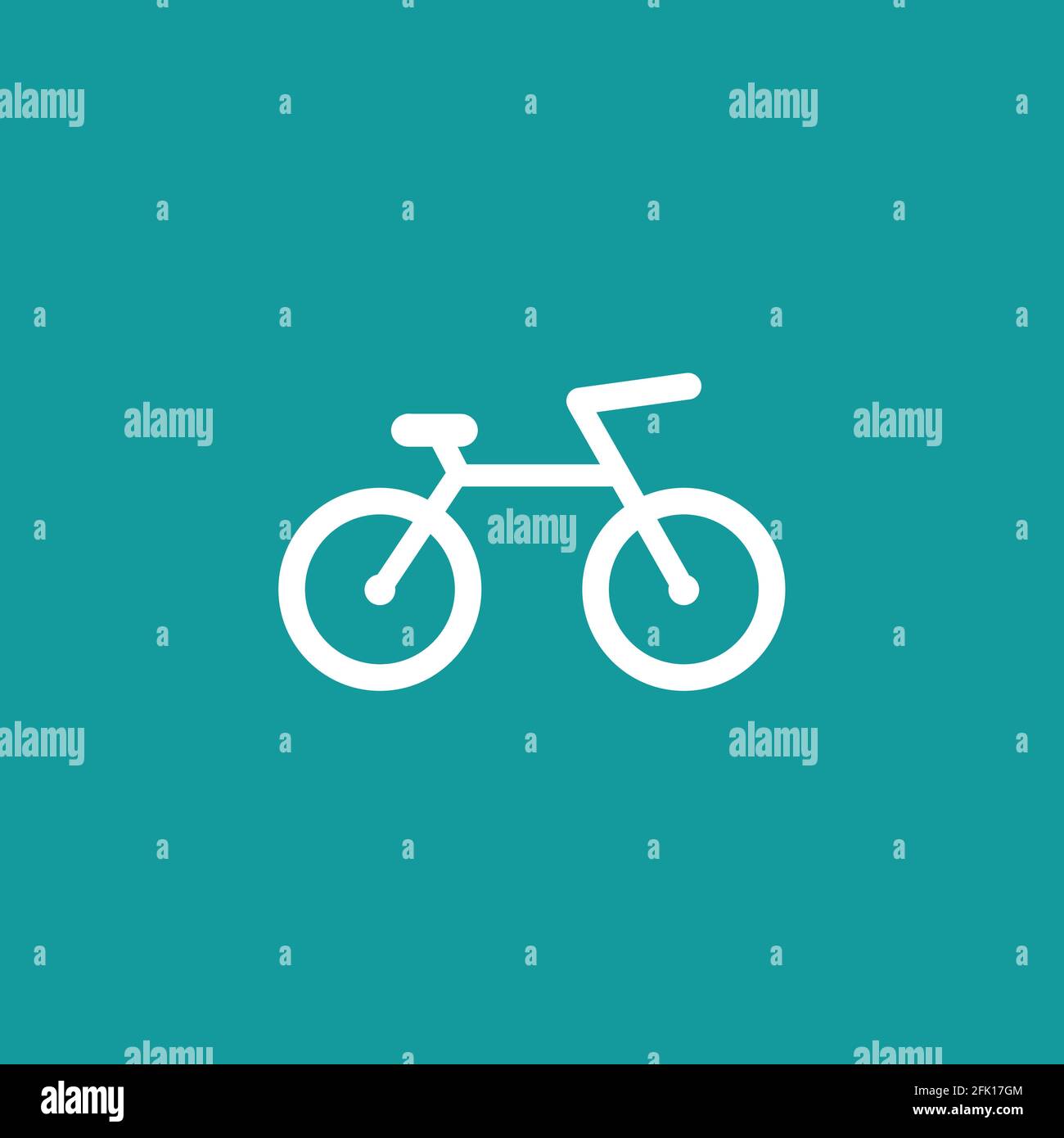 Bicycle icon. Flat white bike pictogram isolated on blue. Vector ...