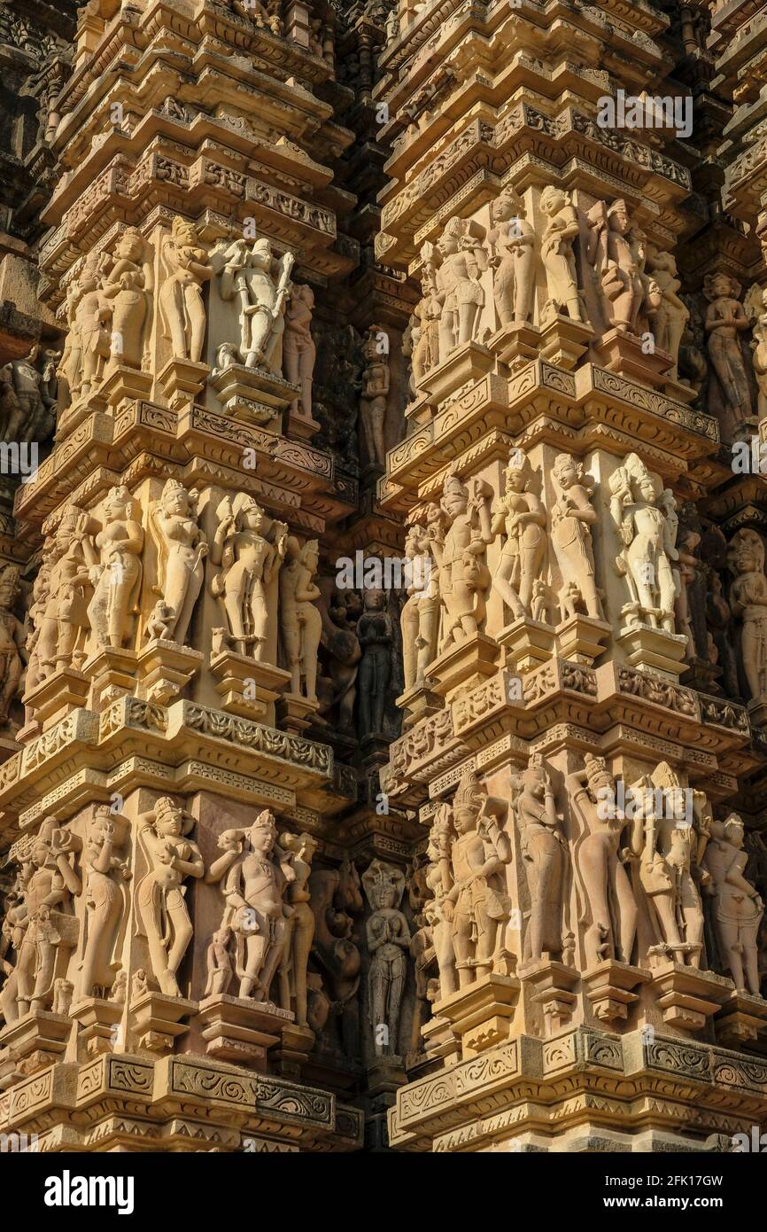Detail of the Devi Jagadamba Temple in Khajuraho, Madhya Pradesh, India ...