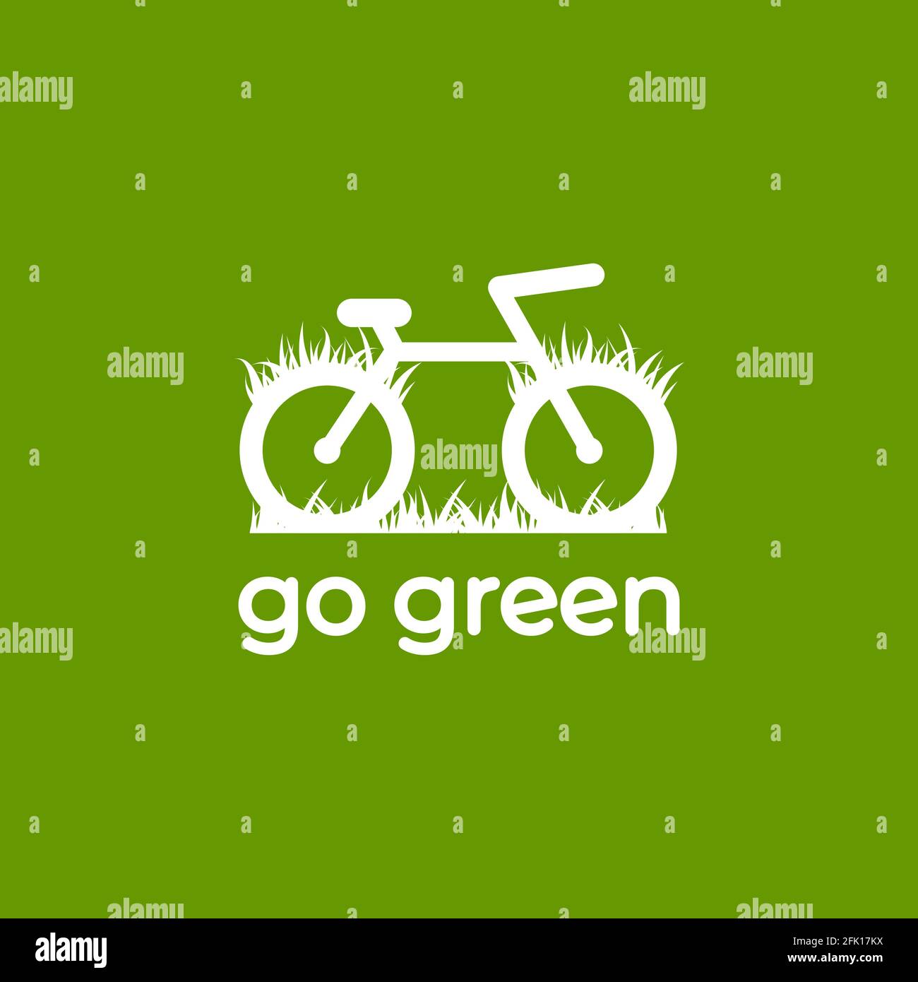 Go green logo. bicycle with grass. Flat bike logo isolated on green ...