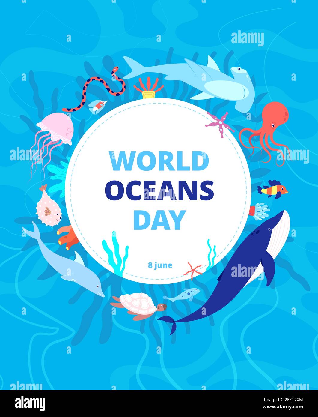 Oceans day. Clean sea, earth water. World ocean celebration background ...
