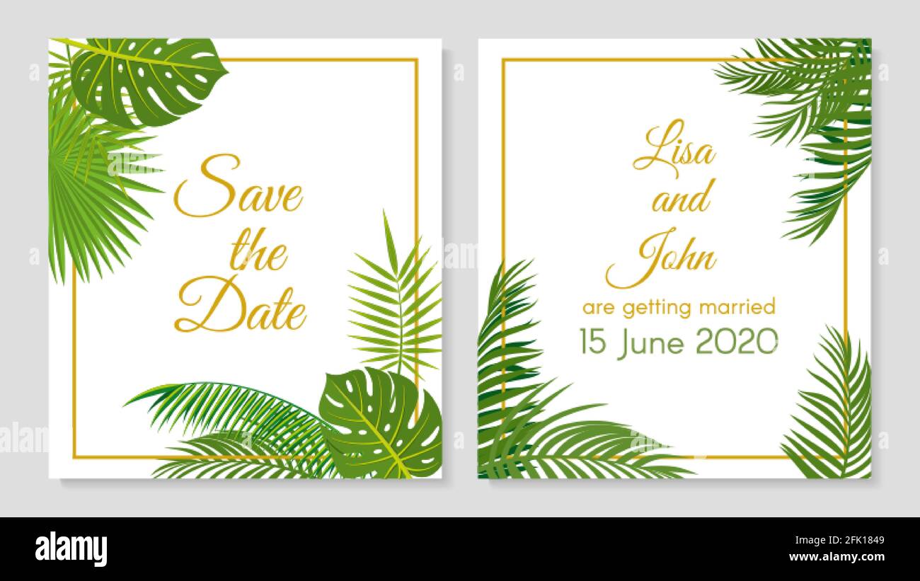 Simple Green Leaves Wedding Invitations