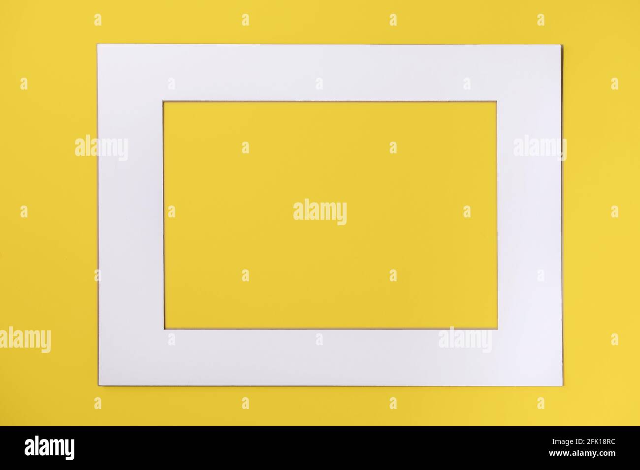 Sinple white paper frame over yellow background. Creative layout. Space ...