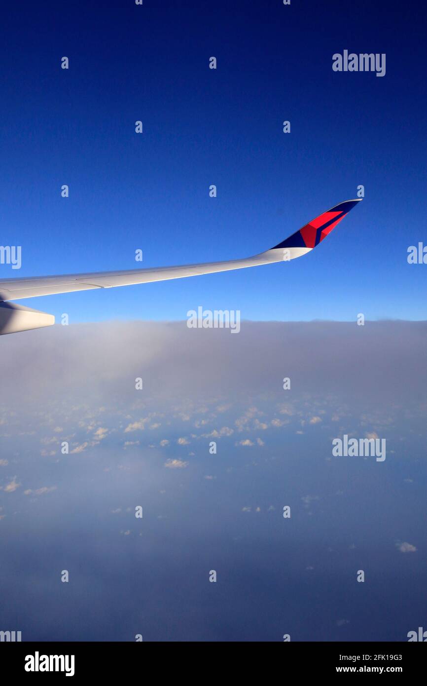 A view from an aircraft window over Pacific Ocean Stock Photo - Alamy