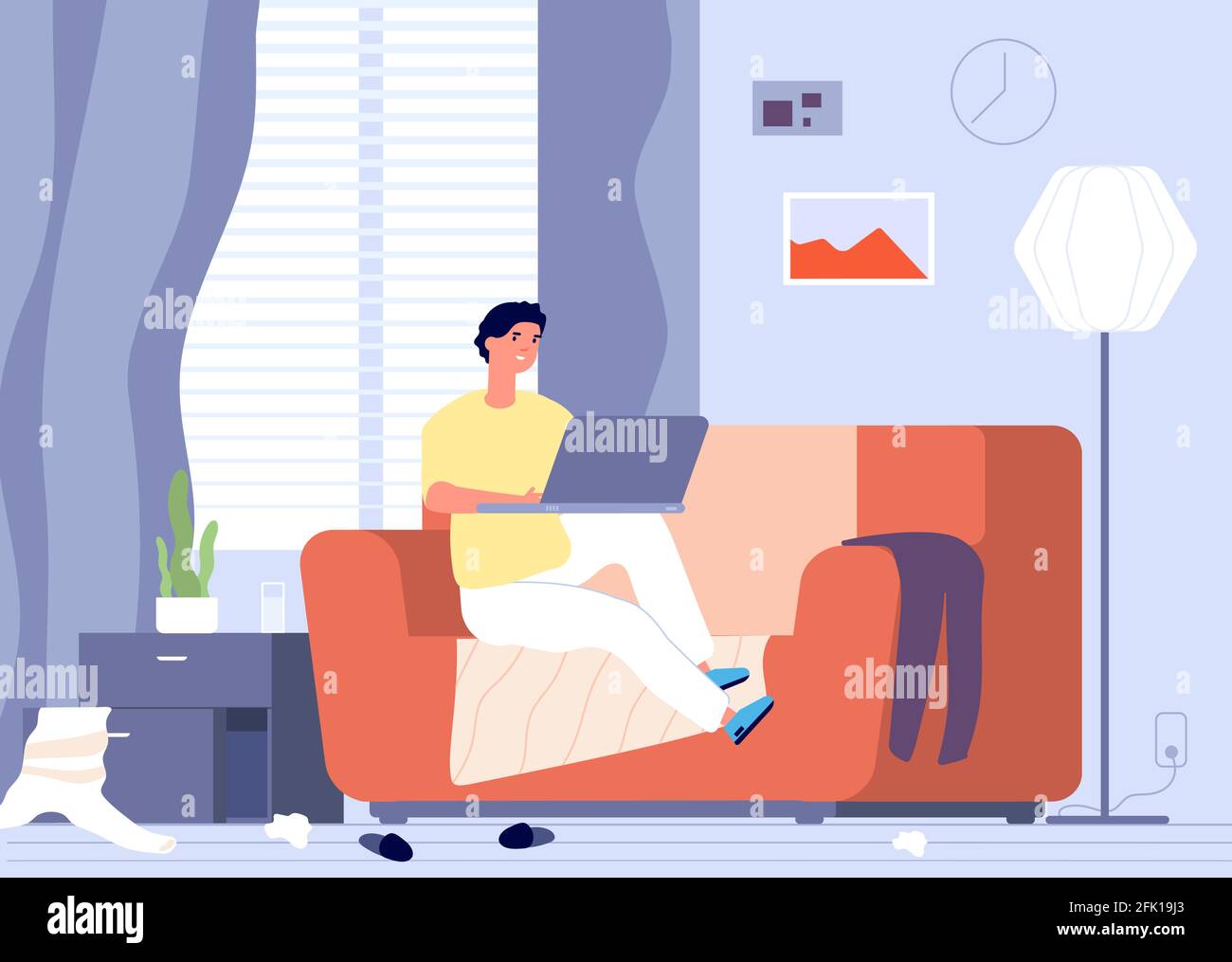 Illustration computer addicted cartoon man hi-res stock photography and ...