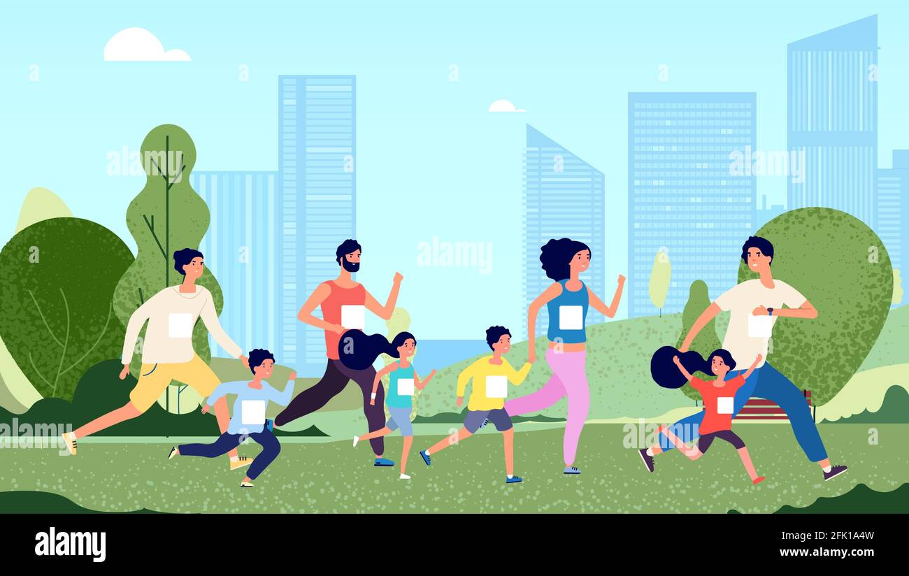 Parent and children in sport Stock Vector Images - Alamy