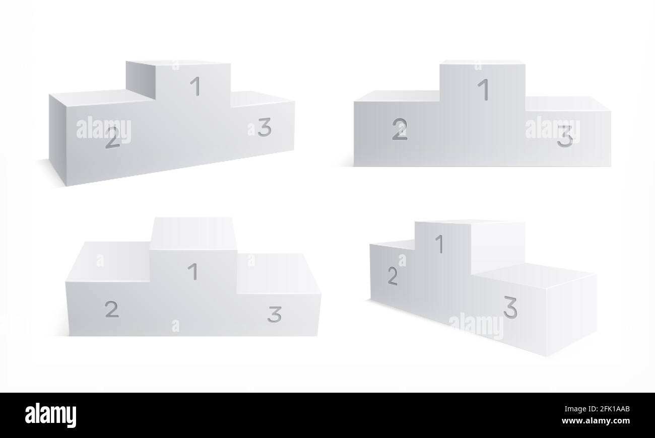 Winner podium. Isolated stairs, prize award pedestals. 3d projections ...