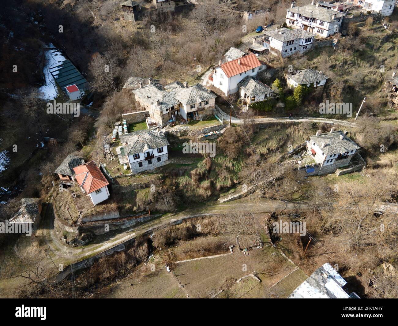 Aerial view of Village of Kosovo with Authentic nineteenth century ...