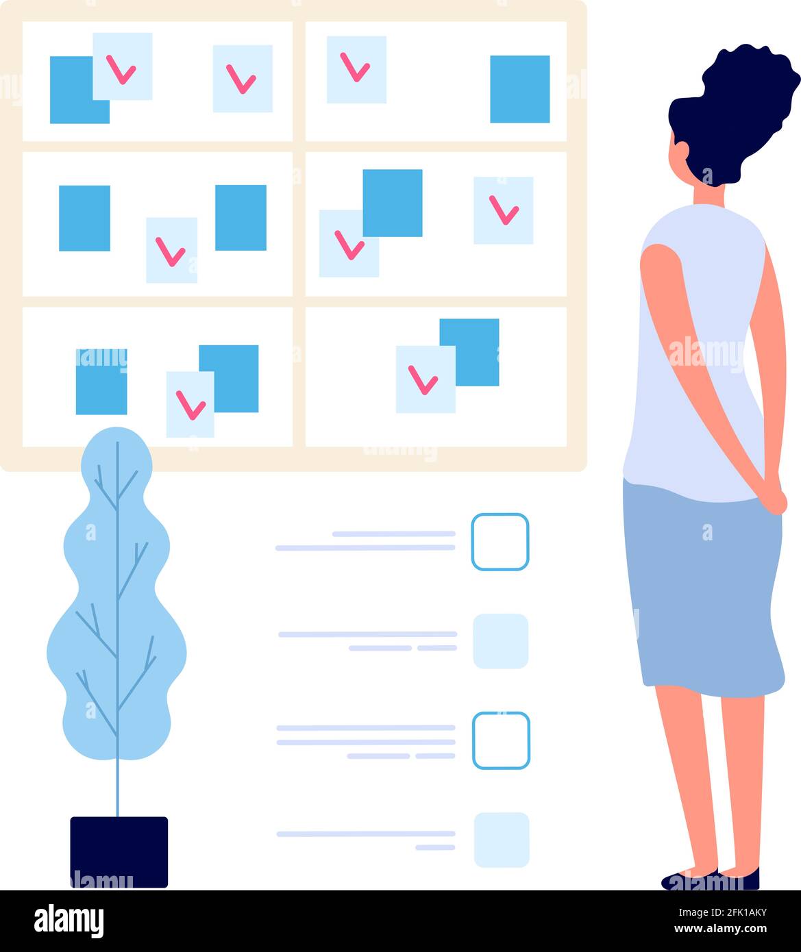 Task board. Manager woman looking at planning. Time management ...