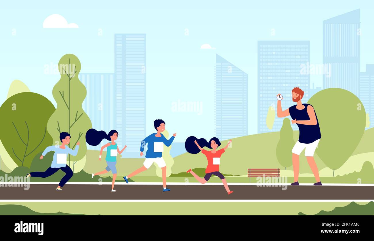 Athlete running fast track coach Stock Vector Images - Alamy