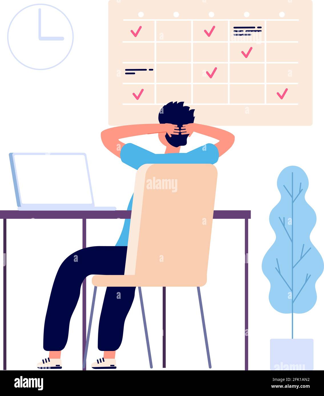 Manager rest at workplace. Time out, multitask board for planning ...